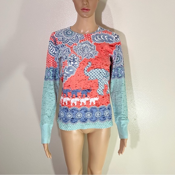 Whimsy Rose | Tops | Whimsy Rose Blue Orange Elephant Print Baby Waffle ...